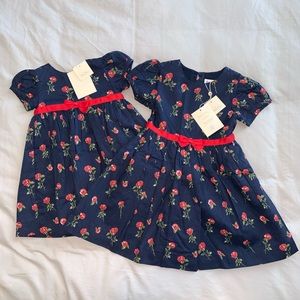 Rachel Riley | Dresses | Blue Rachel Riley Dress With Red Roses | Poshmark